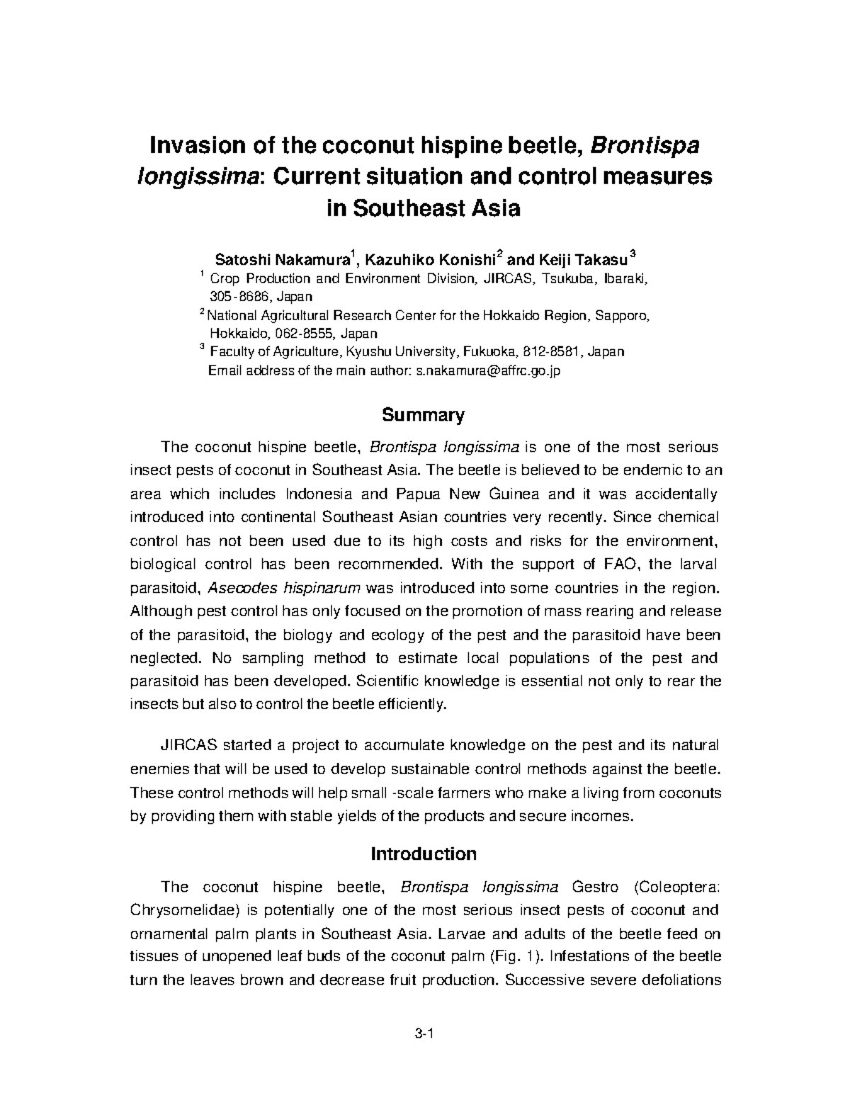 Coconut h beetle SE Asia - Invasion of the coconut hispine beetle ...