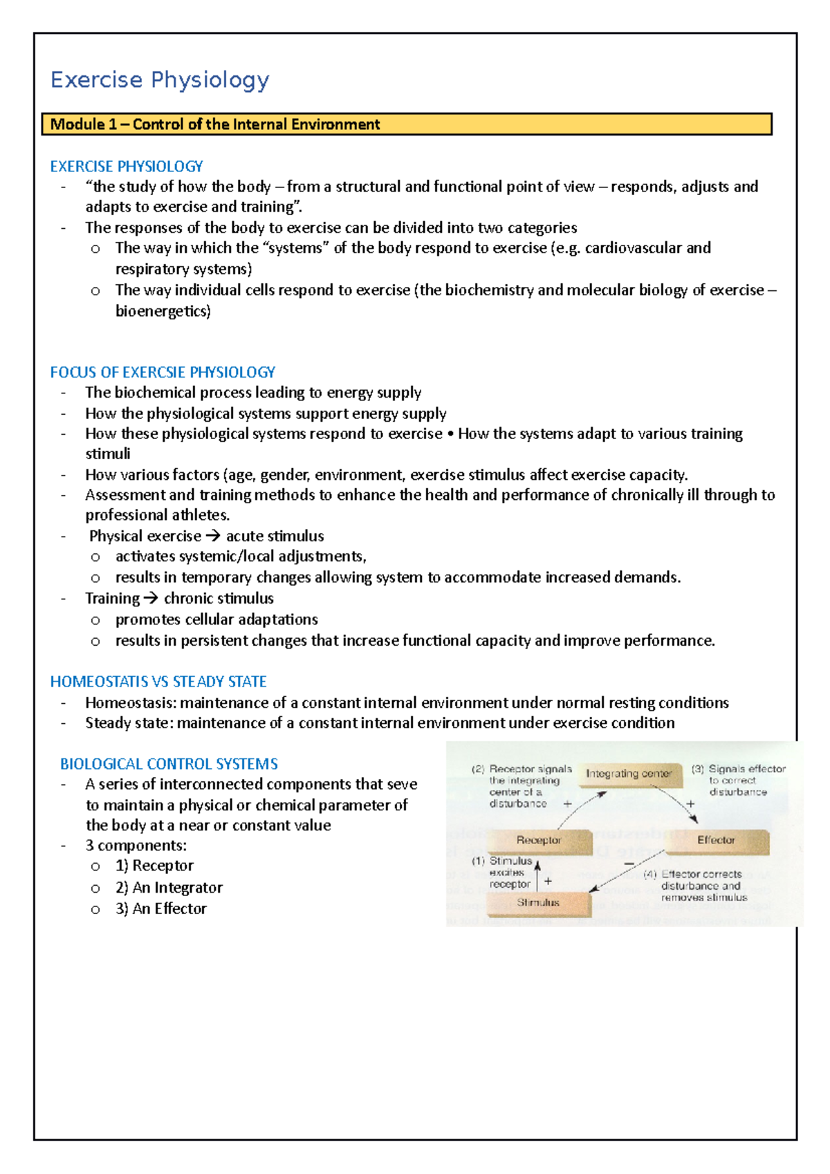 Physiology Lecture Notes - elena - Exercise Physiology Module 1 ...