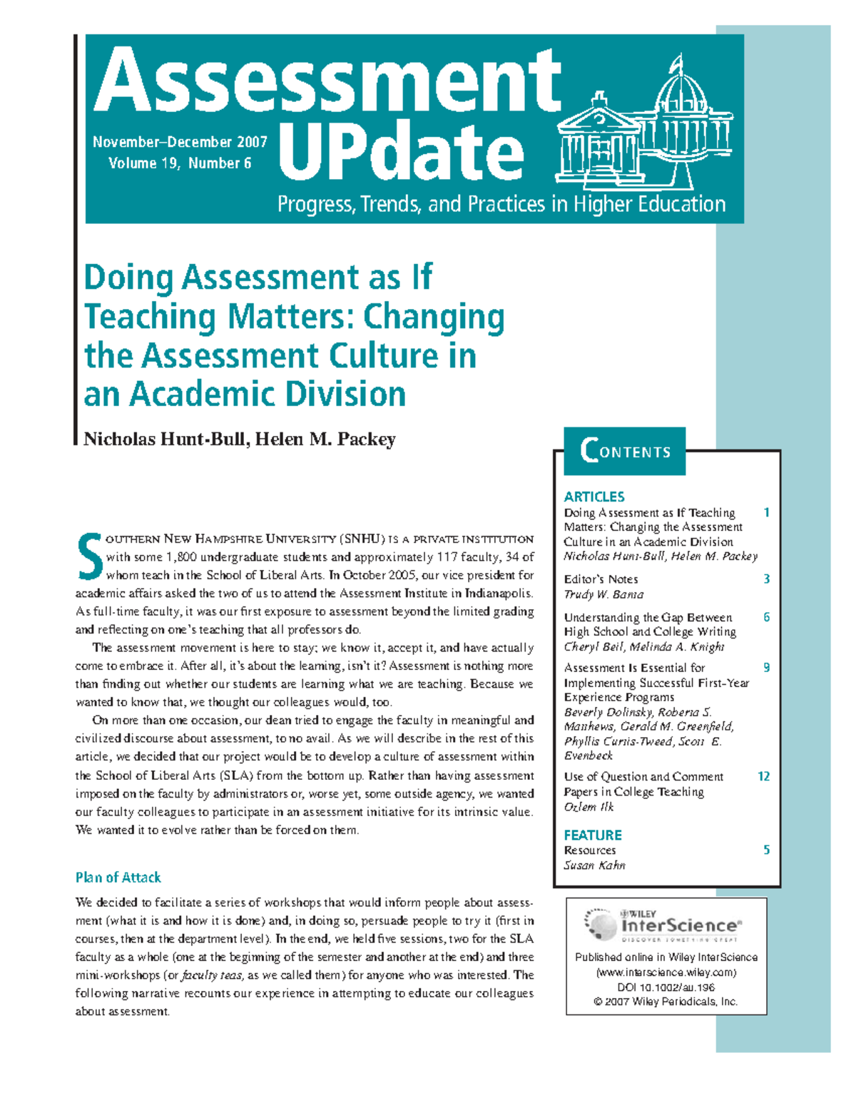 Assessment update - UPdate Progress, Trends, and Practices in Higher ...