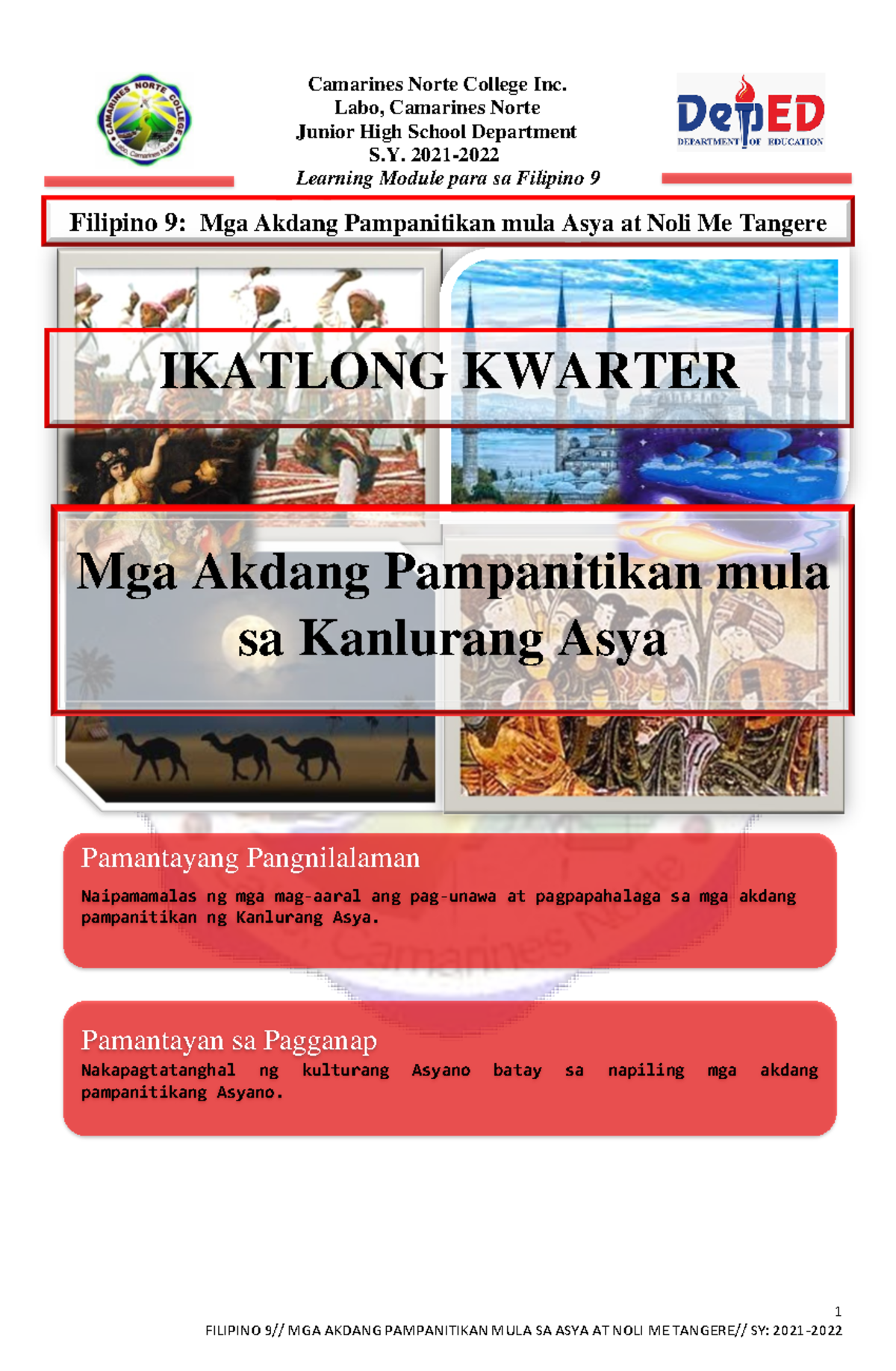 Filipino+9+ Module+Q3+SY+2021-22 - 1 Camarines Norte College Inc. Labo ...