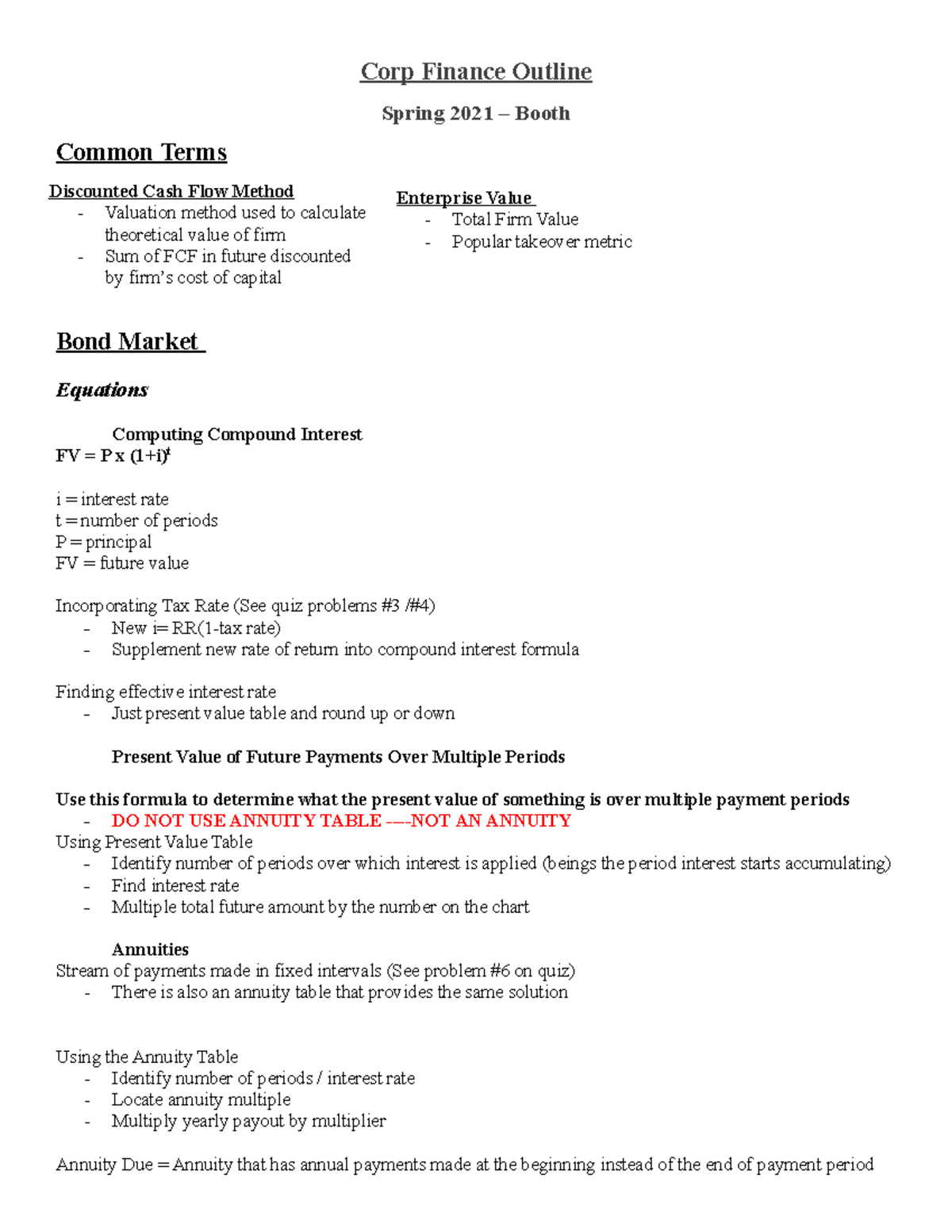 Corp Finance Outline - Corp Finance Outline Spring 2021 – Booth Common ...