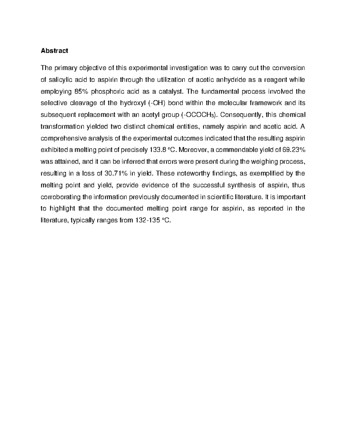 Aspirin experiment - Abstract The primary objective of this ...