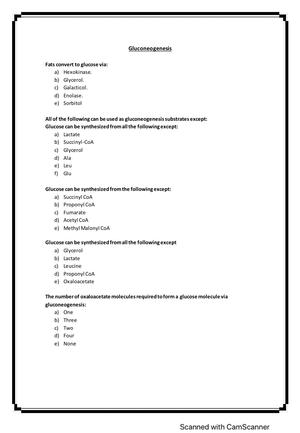 MCQ of Amino acid metabolism - Biochemistry - Studocu