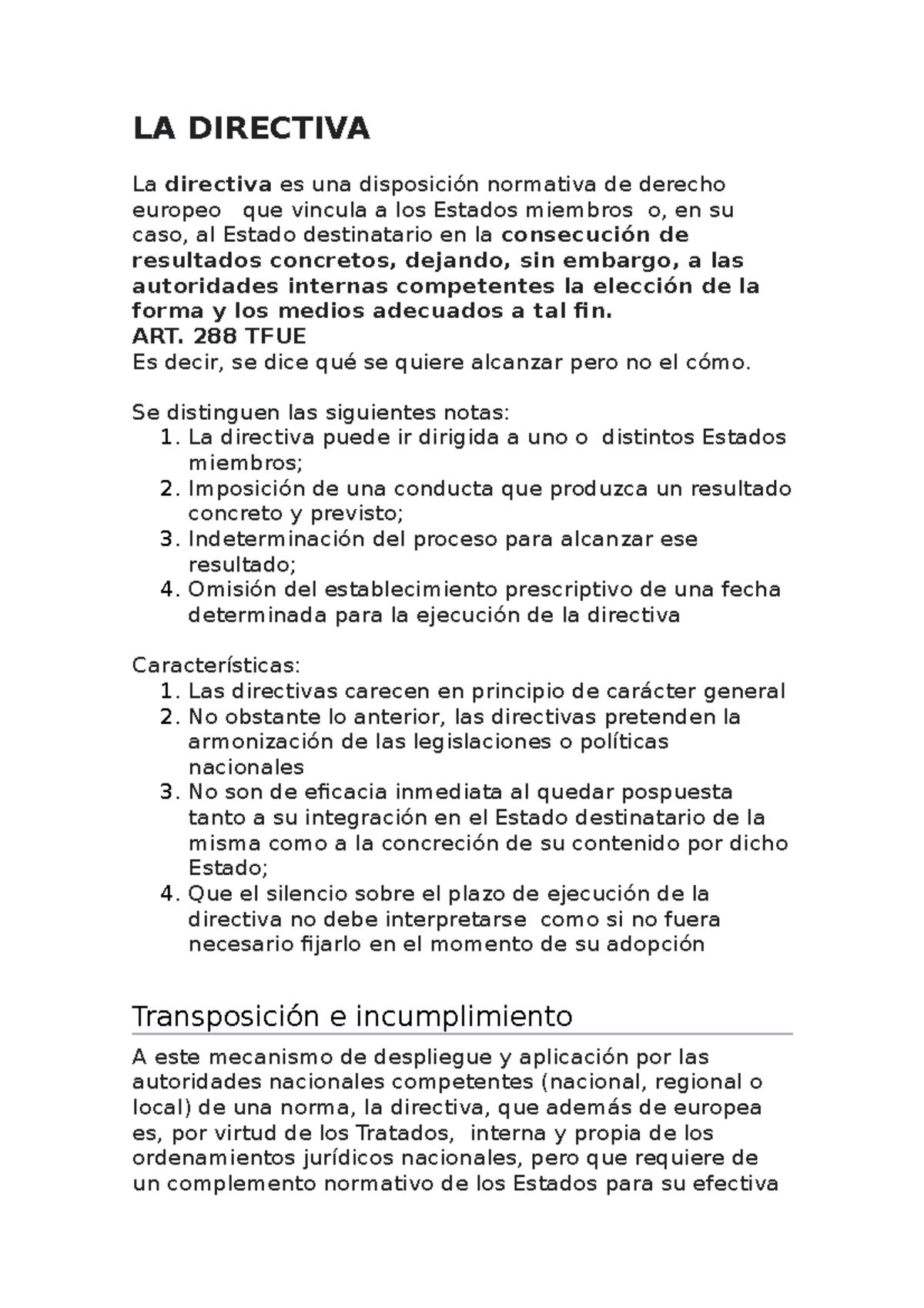 La Directiva- elementos esenciales - LA DIRECTIVA La directiva es una ...