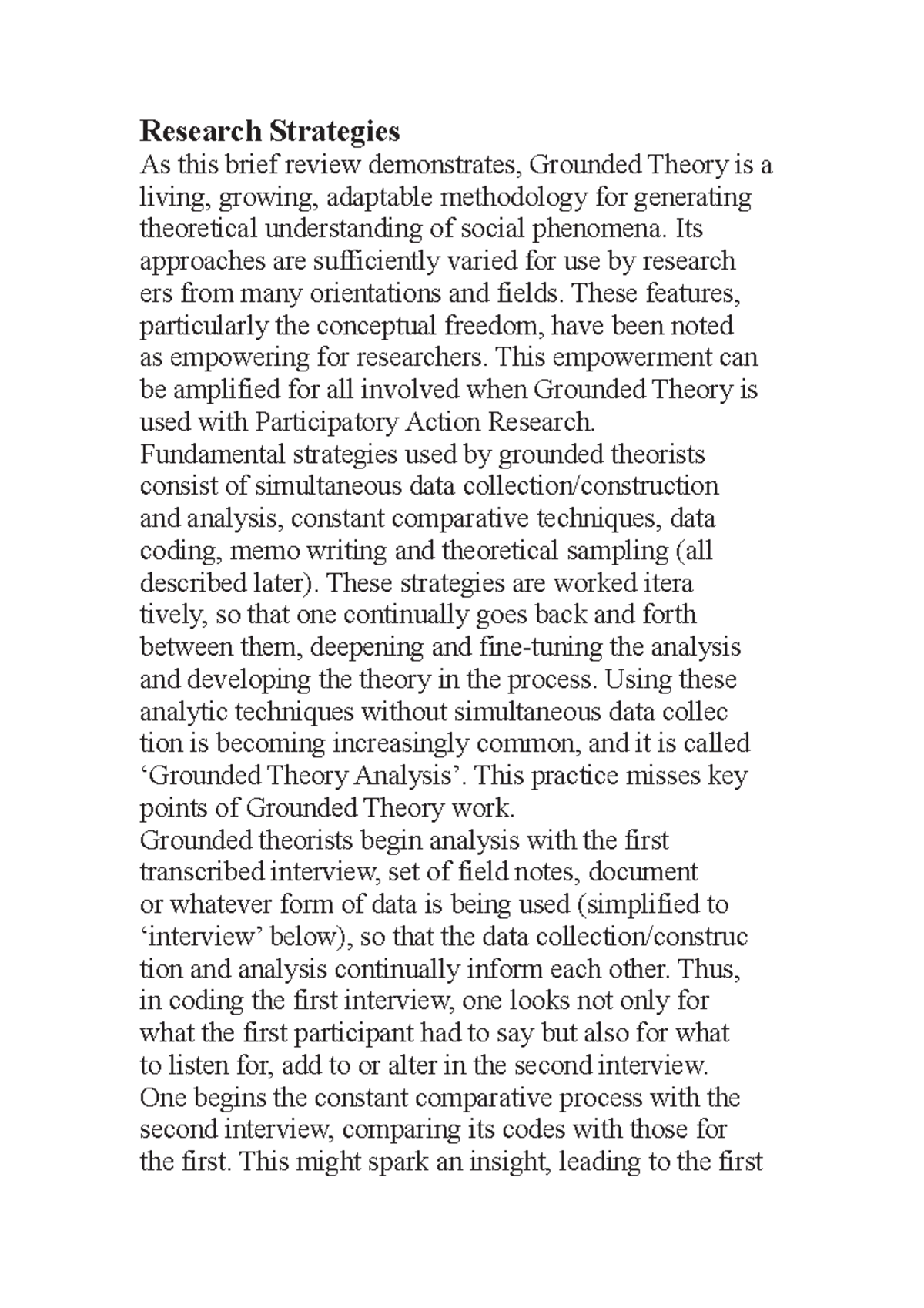 Research Strategies - Its approaches are sufficiently varied for use by ...