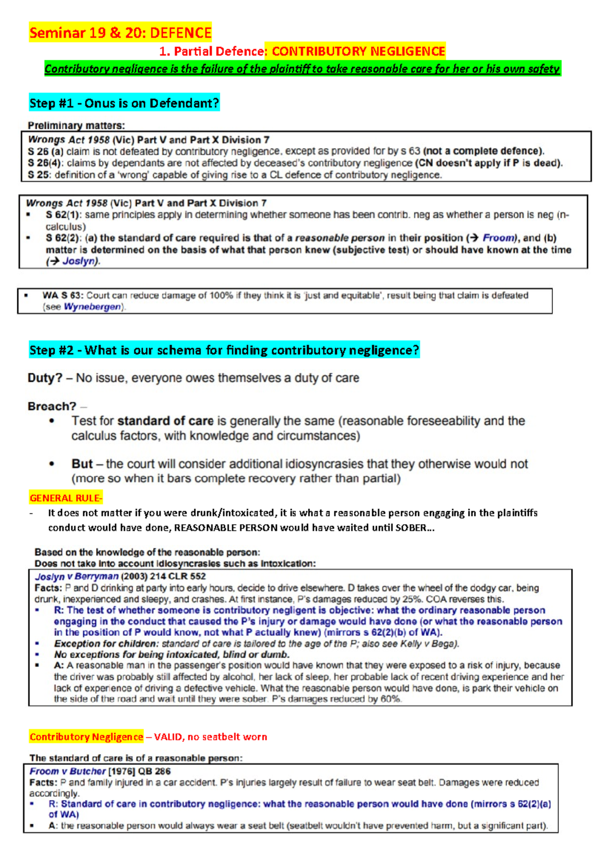 Sem 19, 20 - Gubby - Seminar 19 & 20: DEFENCE 1. Partial Defence ...