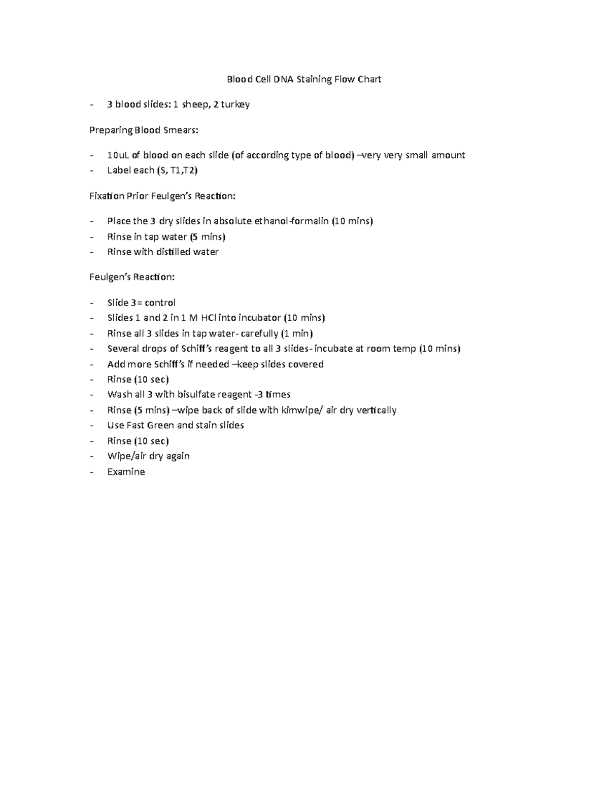Blood Cell DNA Staining Flow Chart - Studocu