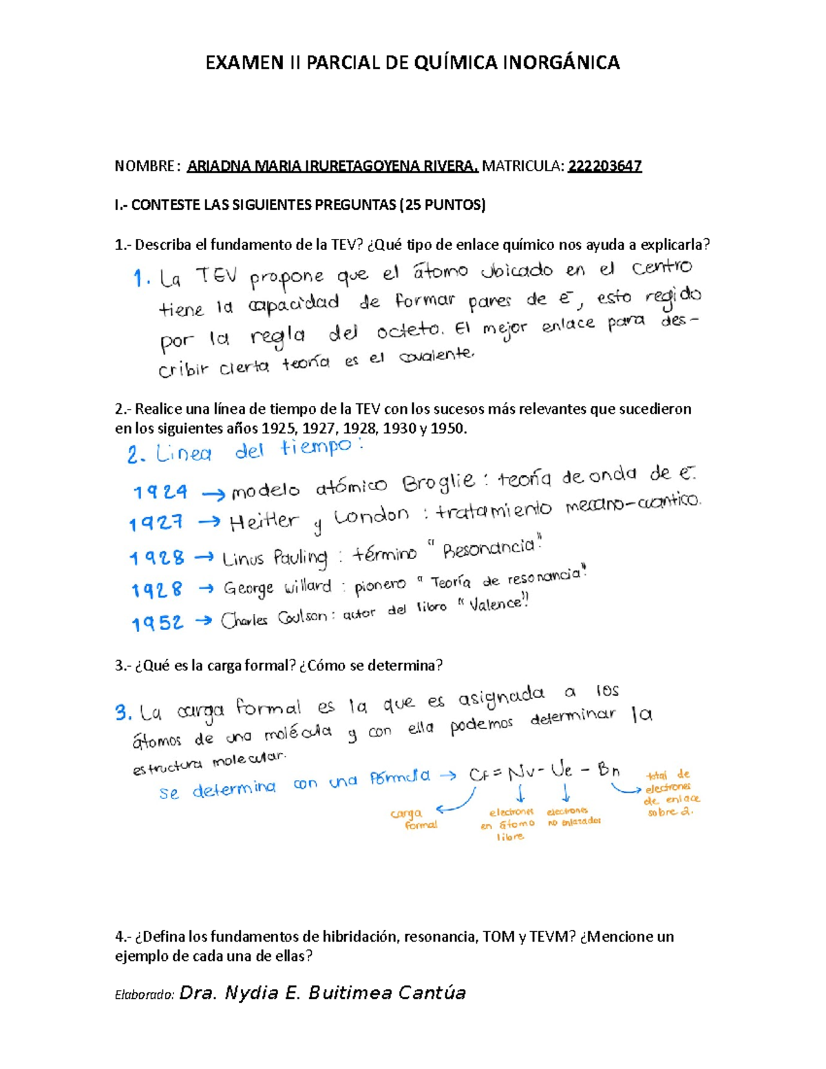 Examen II Parcialqb - NOMBRE: ARIADNA MARIA IRURETAGOYENA RIVERA ...