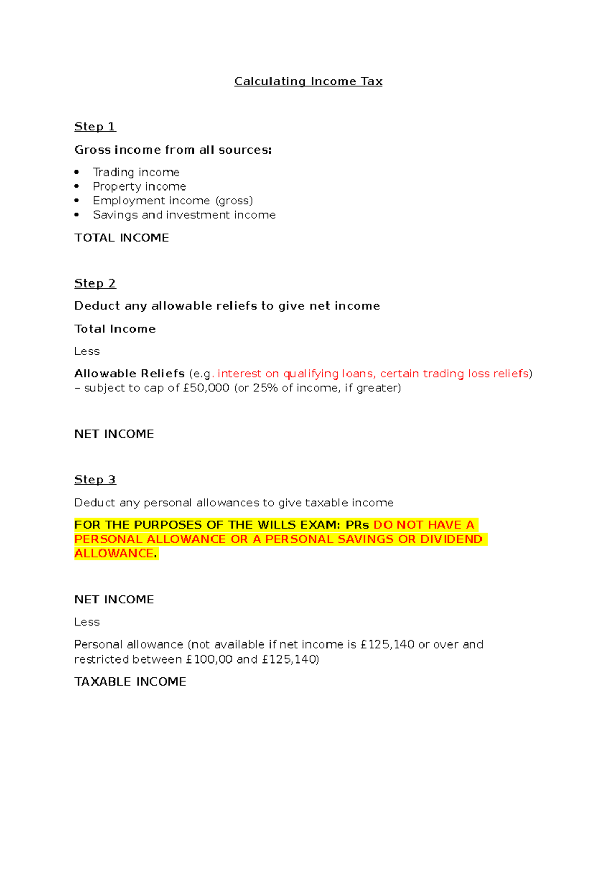 Calculating Income Tax - Calculating Income Tax Step 1 Gross income ...