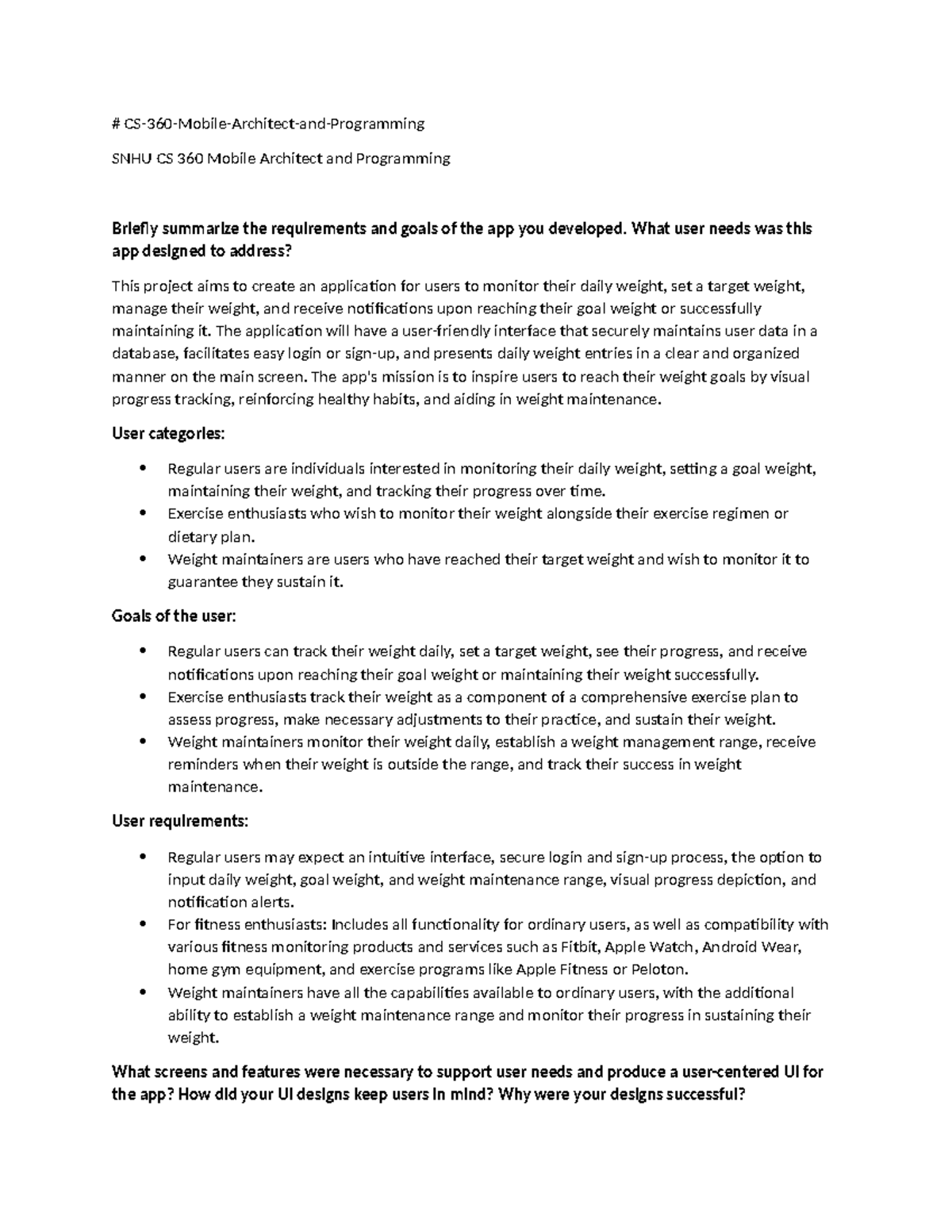 Read Me - Brad Bucher - READ ME file for GitHub - CS-360-Mobile-Architect-and-Programming SNHU ...