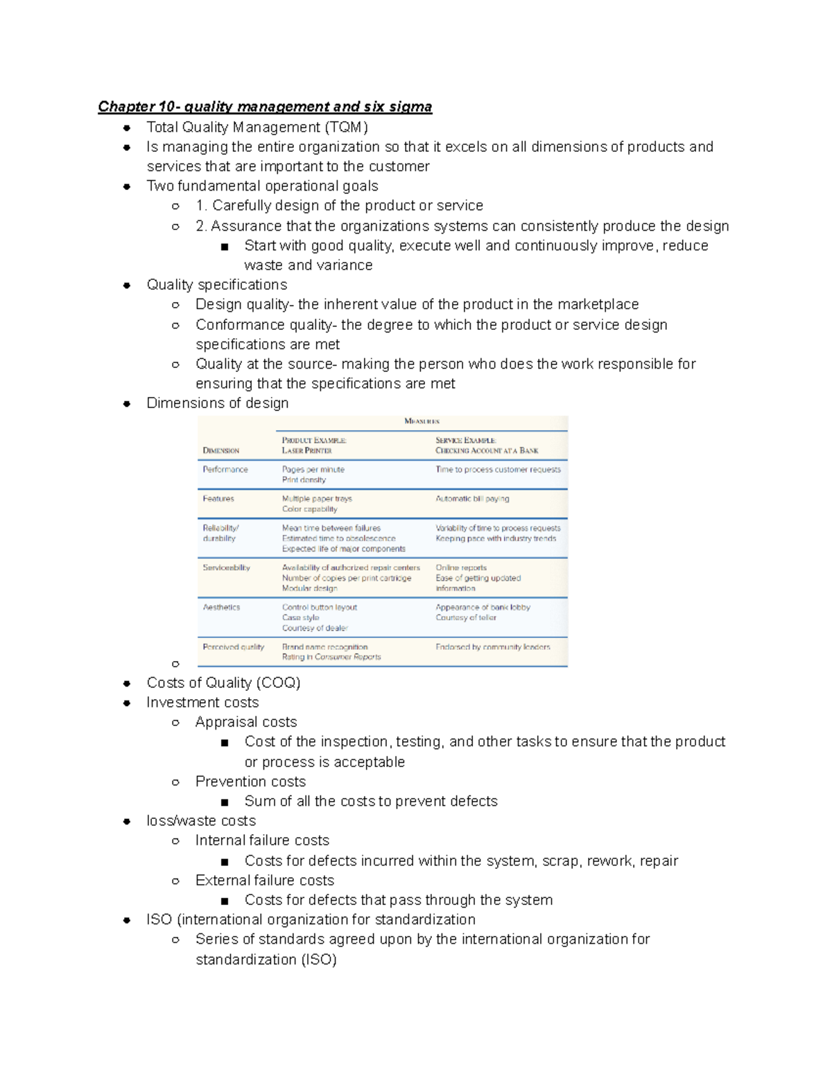 Operations Exam 3 - Exam prep based off of lecture and exam prep ...