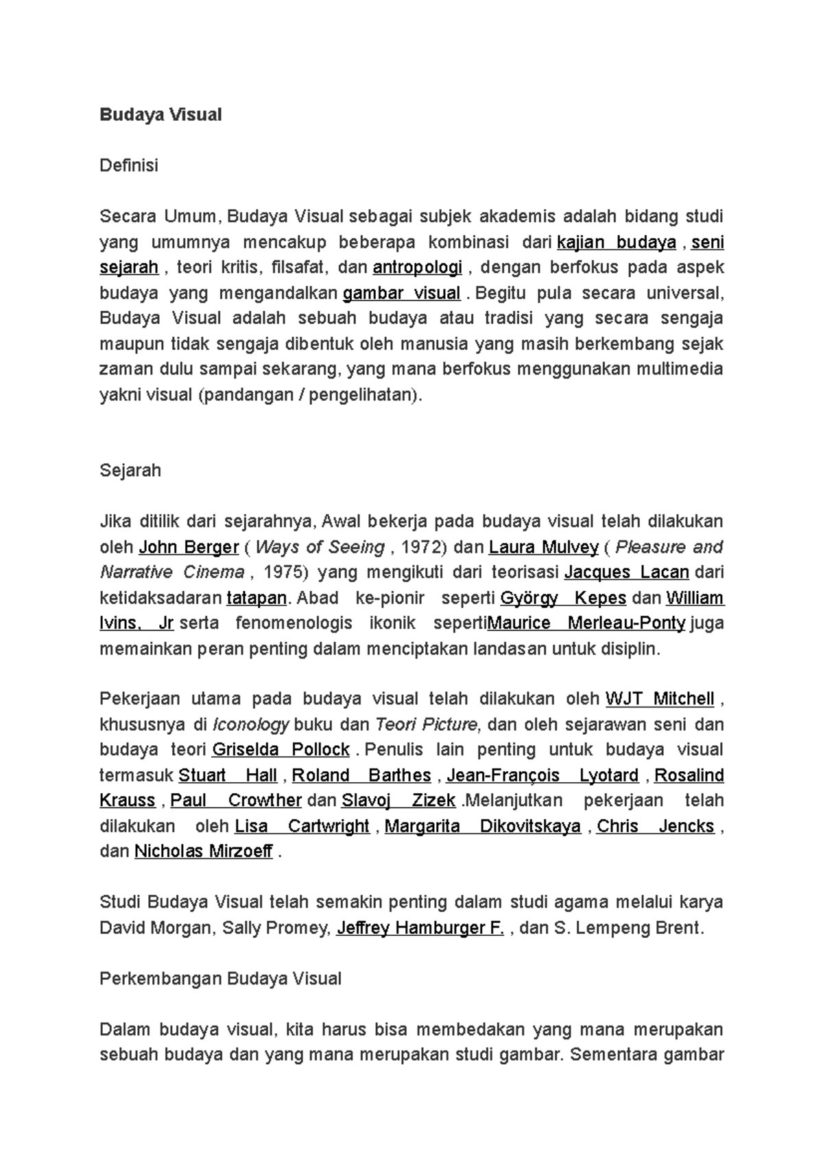 Budaya dalam pandangan Visual - Budaya Visual Definisi Secara Umum ...