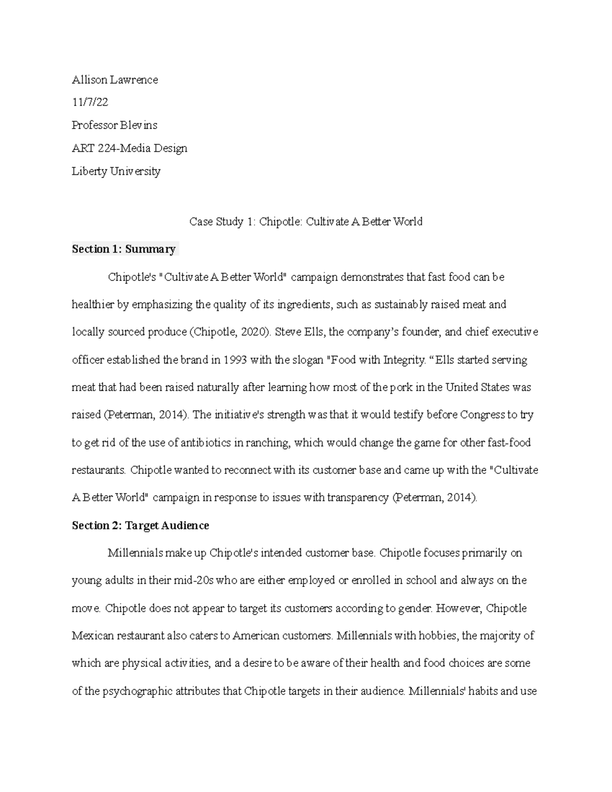 ART 224 Case Study - Allison Lawrence 11/7/ Professor Blevins ART 224 ...