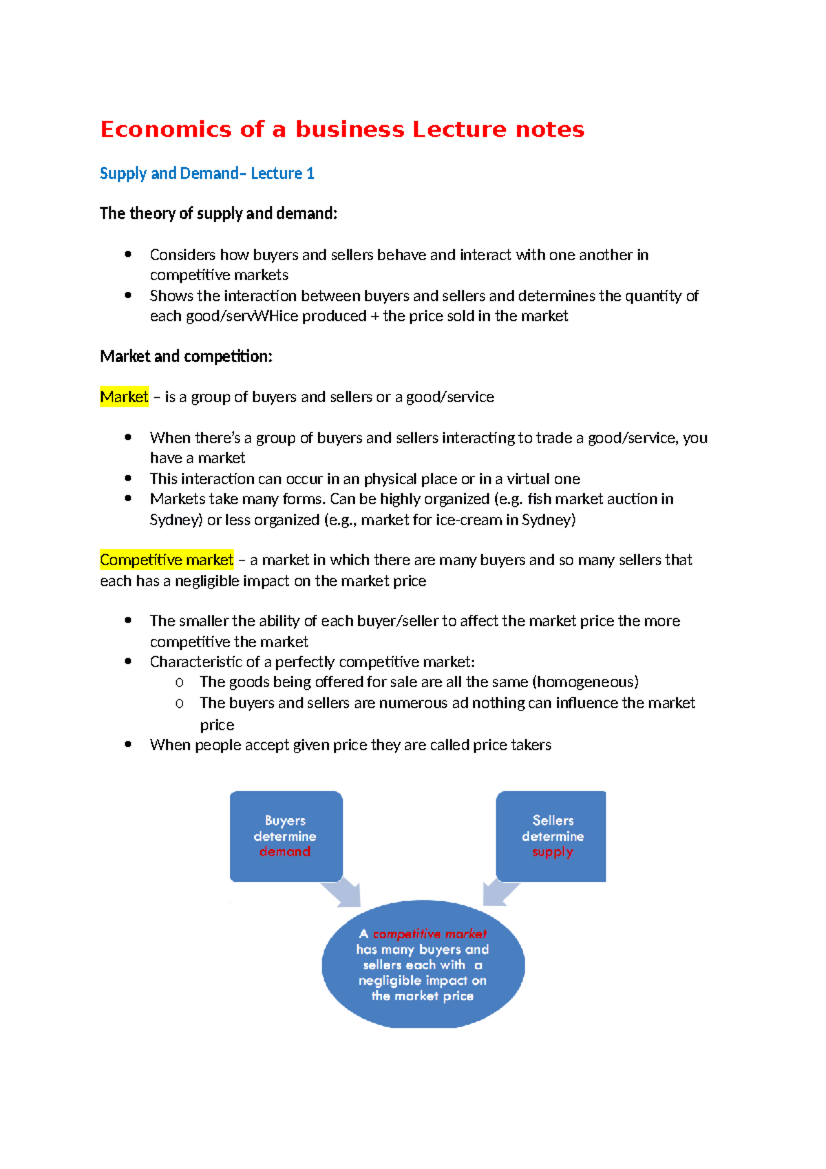 Economics of business Lecture notes / summaries - Economics of a ...