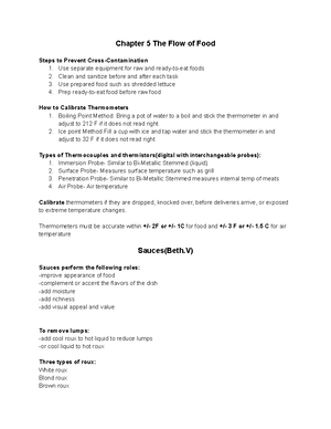 Chapter 1 Sanitation - Notes - Chapter 1 Sanitation A Foodborne Illness ...
