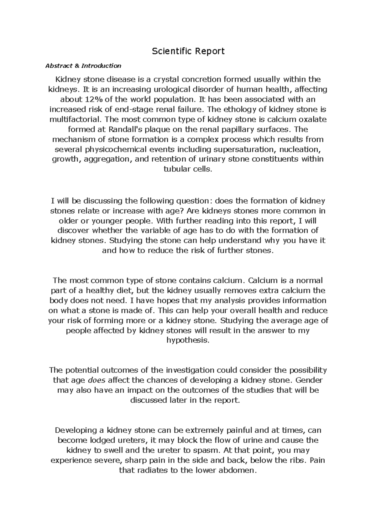 How are kidney stones formed at2 - Scientific Report Abstract ...