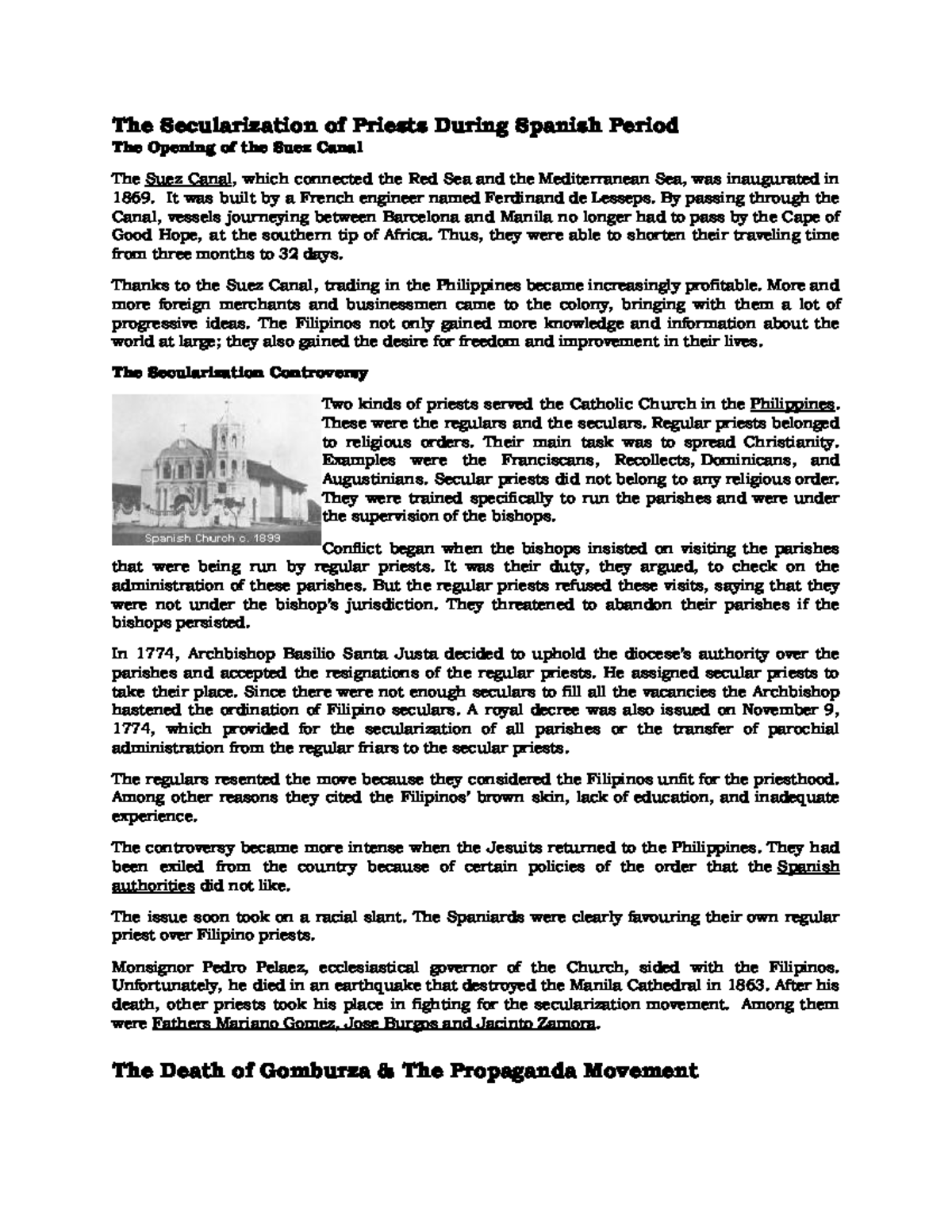 The Secularization of Priests During Spanish Period - It was built by a ...