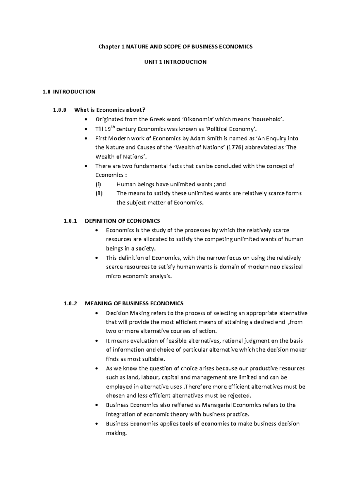 Ch 1-unit 1 - ouhrouwh - Chapter 1 NATURE AND SCOPE OF BUSINESS ...