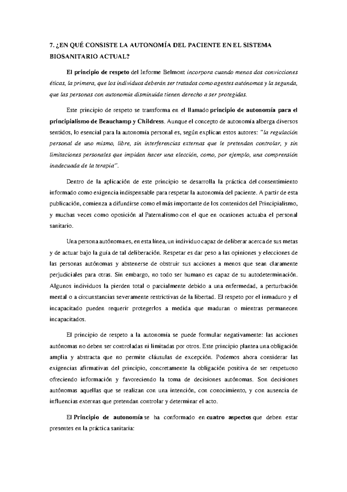 7. Autonomía del paciente - 7. ¿EN QUÉ CONSISTE LA AUTONOMÍA DEL ...