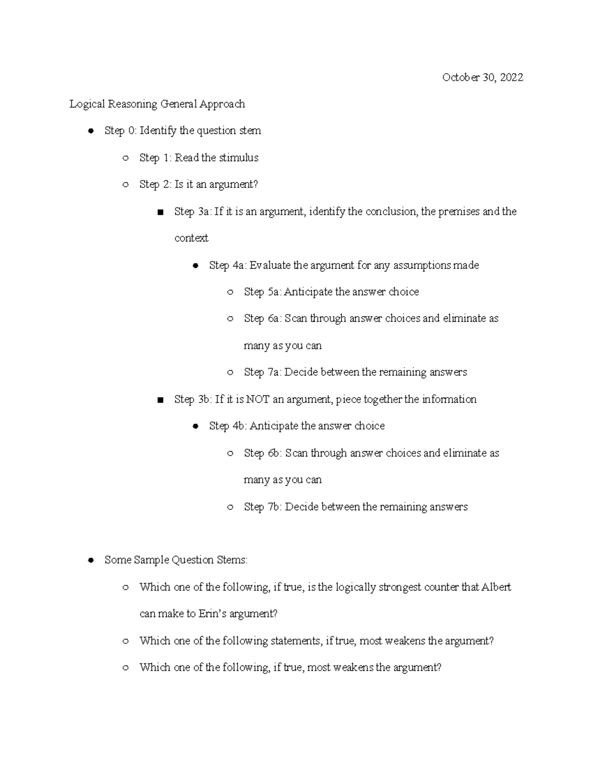 Logical Reasoning General Approach - October 30, 2022 Logical Reasoning ...