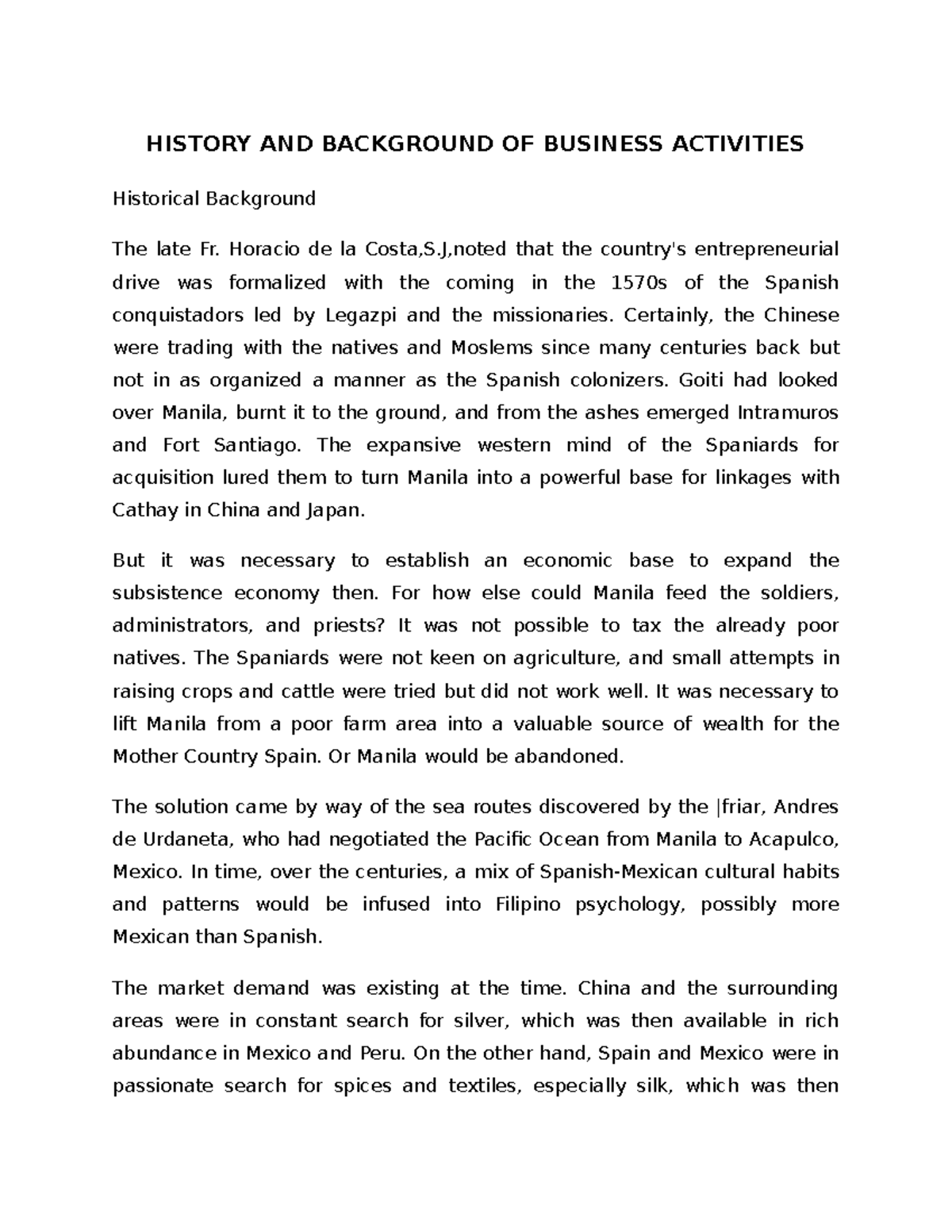 History AND Background - HISTORY AND BACKGROUND OF BUSINESS ACTIVITIES ...