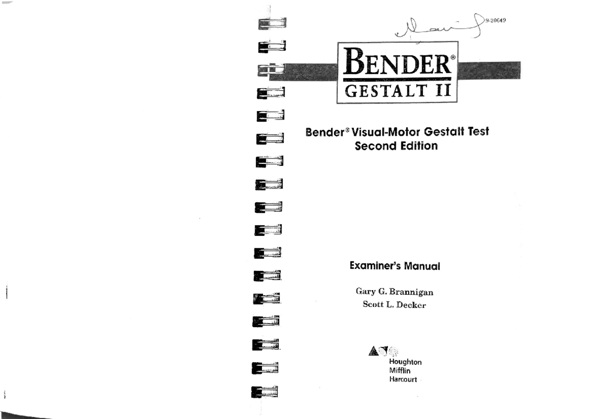 Bender Gestalt II - Psychological Testing II - Studocu