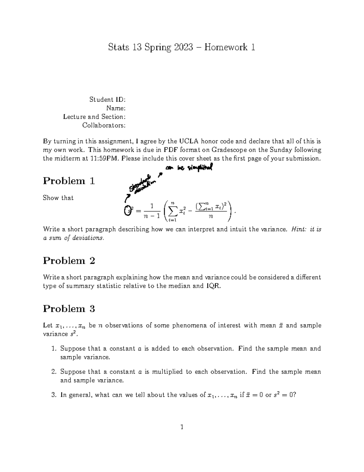 Stats 13 - homework solutions - Stats 13 Spring 2023 – Homework 1 ...