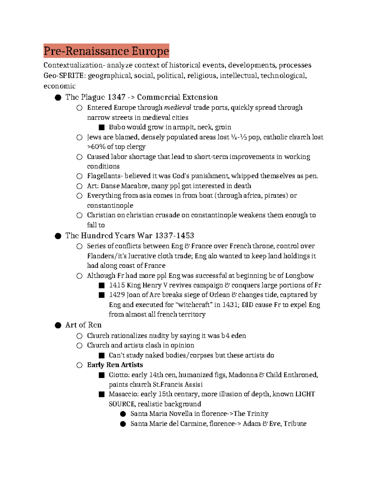 Unit 1 AP Euro Textbook - Pre-Renaissance Europe Contextualization ...