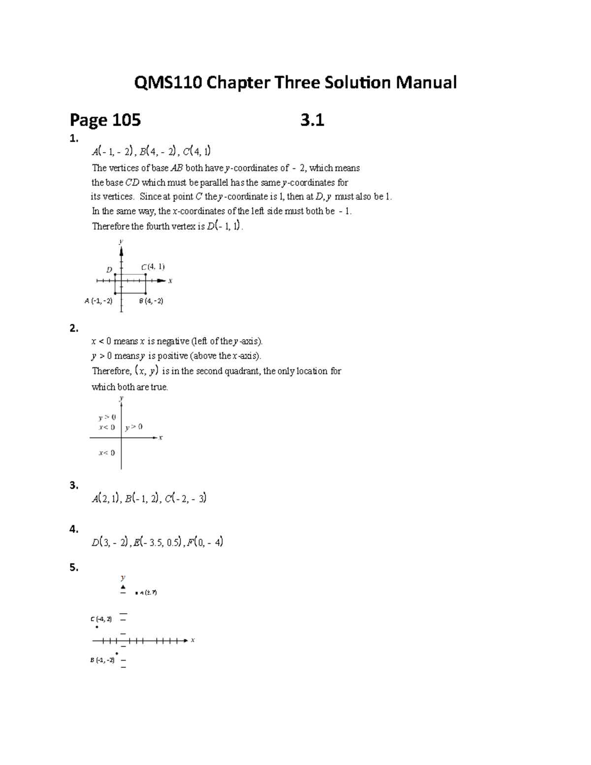 Chapter 3 practice questions with solutions - QMS110 Chapter Three ...