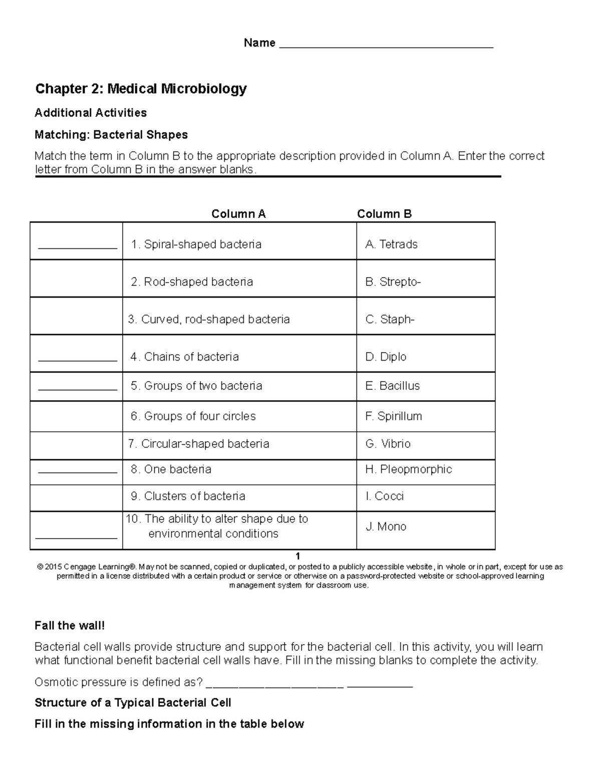 Ch02 Additional Activities - Name Chapter 2: Medical Microbiology ...
