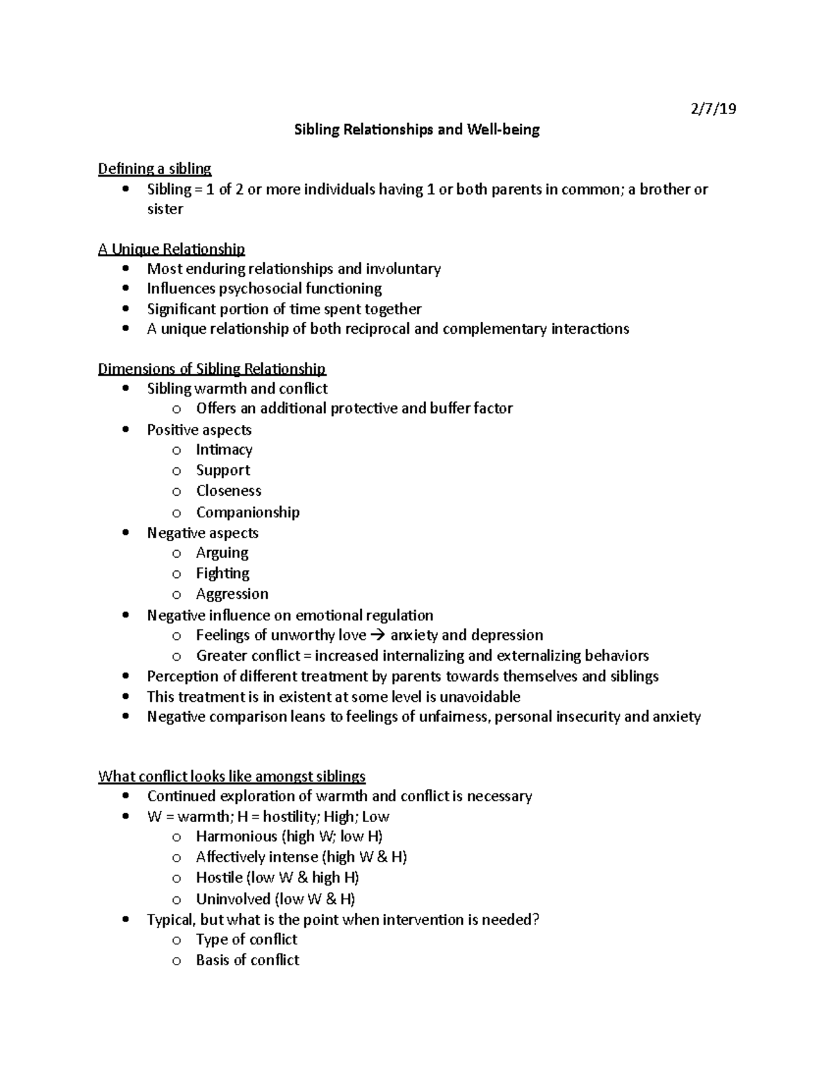 Sibling Relationships and Well-being - 2/7/ Sibling Relationships and ...