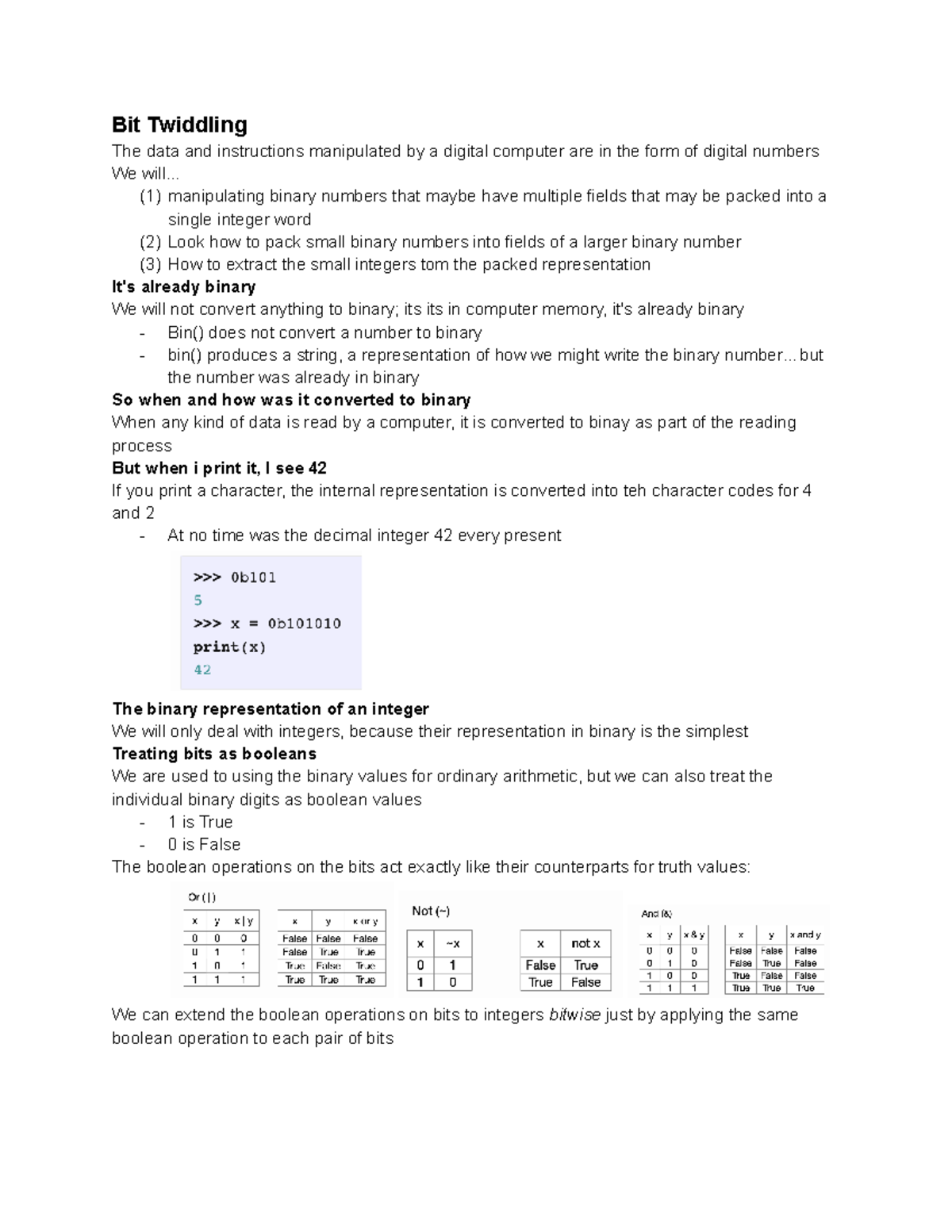 Reading - Masking and shifting bits, negative binary numbers, hexadecimal - Bit Twiddling The ...