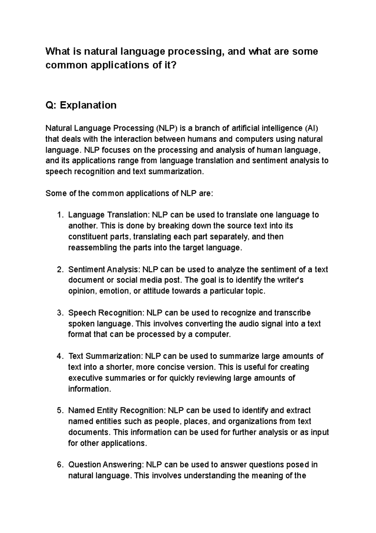 What is natural language processing, and what are some common ...