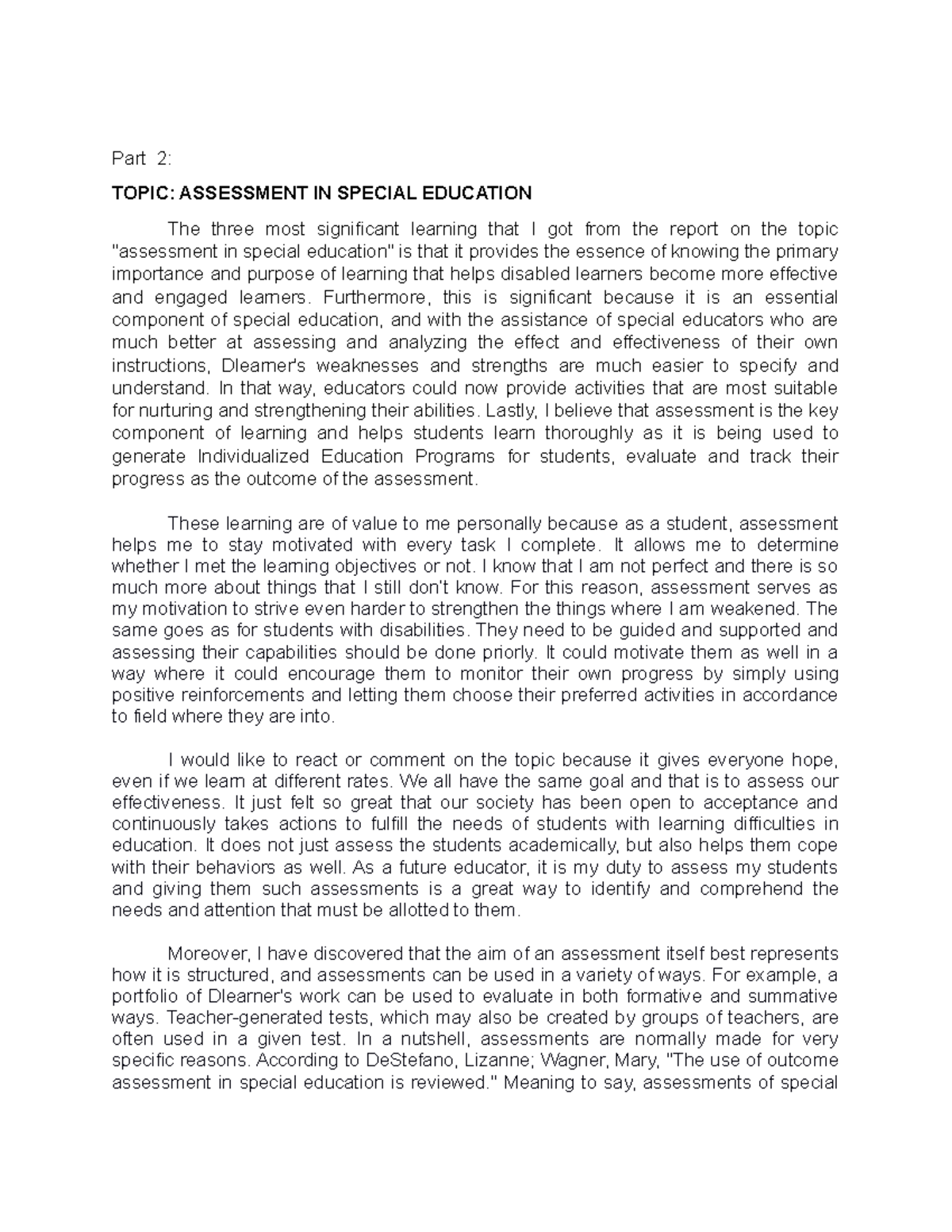 Midterm. QUIZ#2 - None - Part 2: TOPIC: ASSESSMENT IN SPECIAL EDUCATION ...