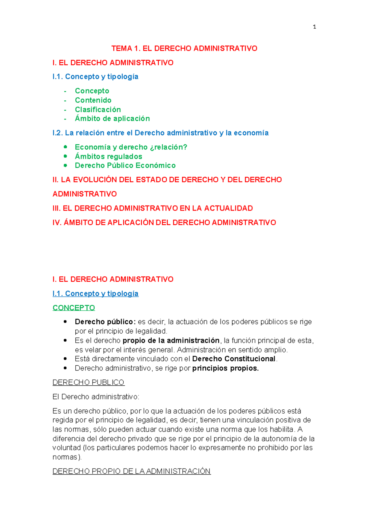 TEMA 1 - TEMA 1. EL DERECHO ADMINISTRATIVO - TEMA 1. EL DERECHO ADMINISTRATIVO I. EL DERECHO ...