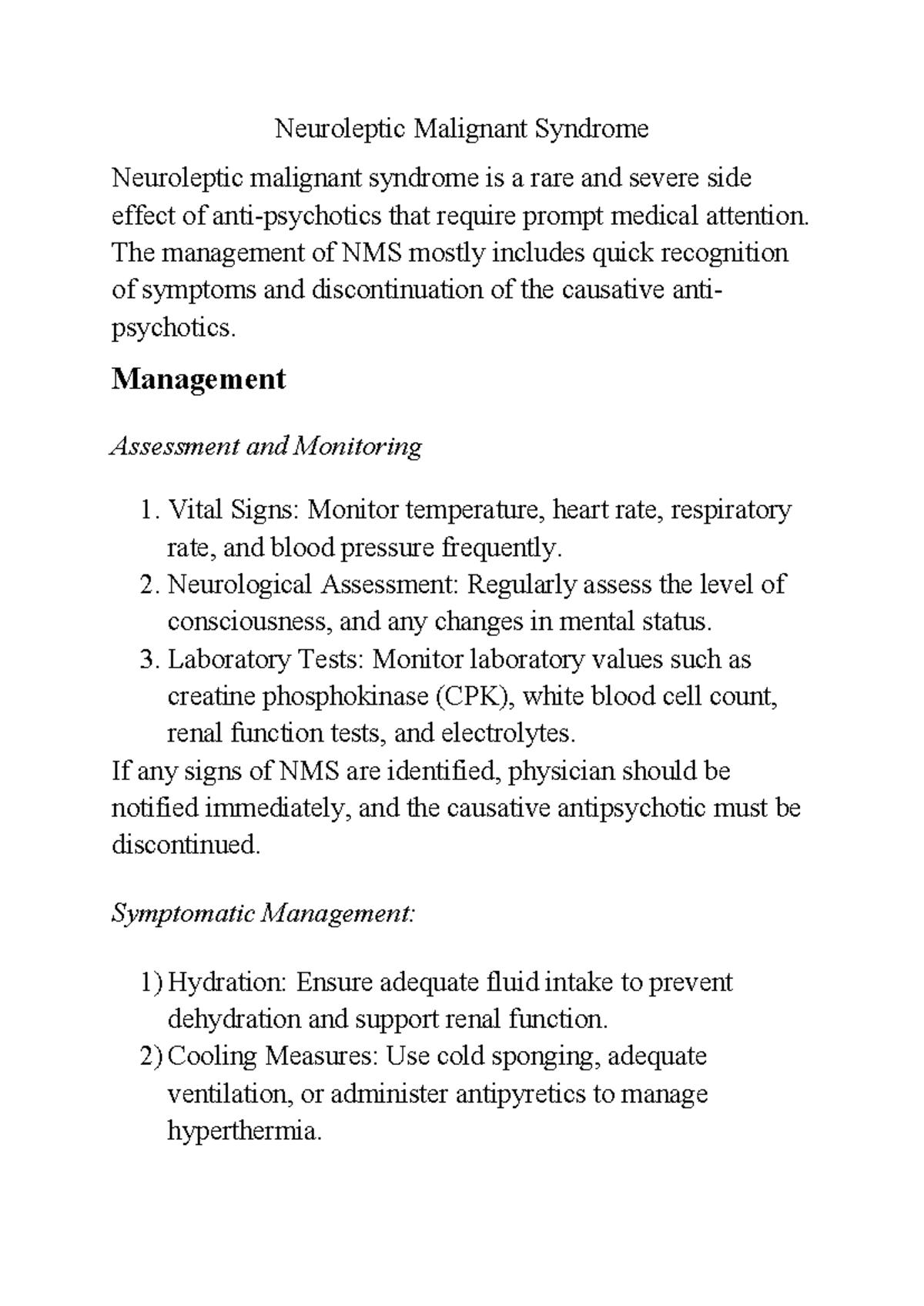 Neuroleptic Malignant Syndrome - Neuroleptic Malignant Syndrome ...