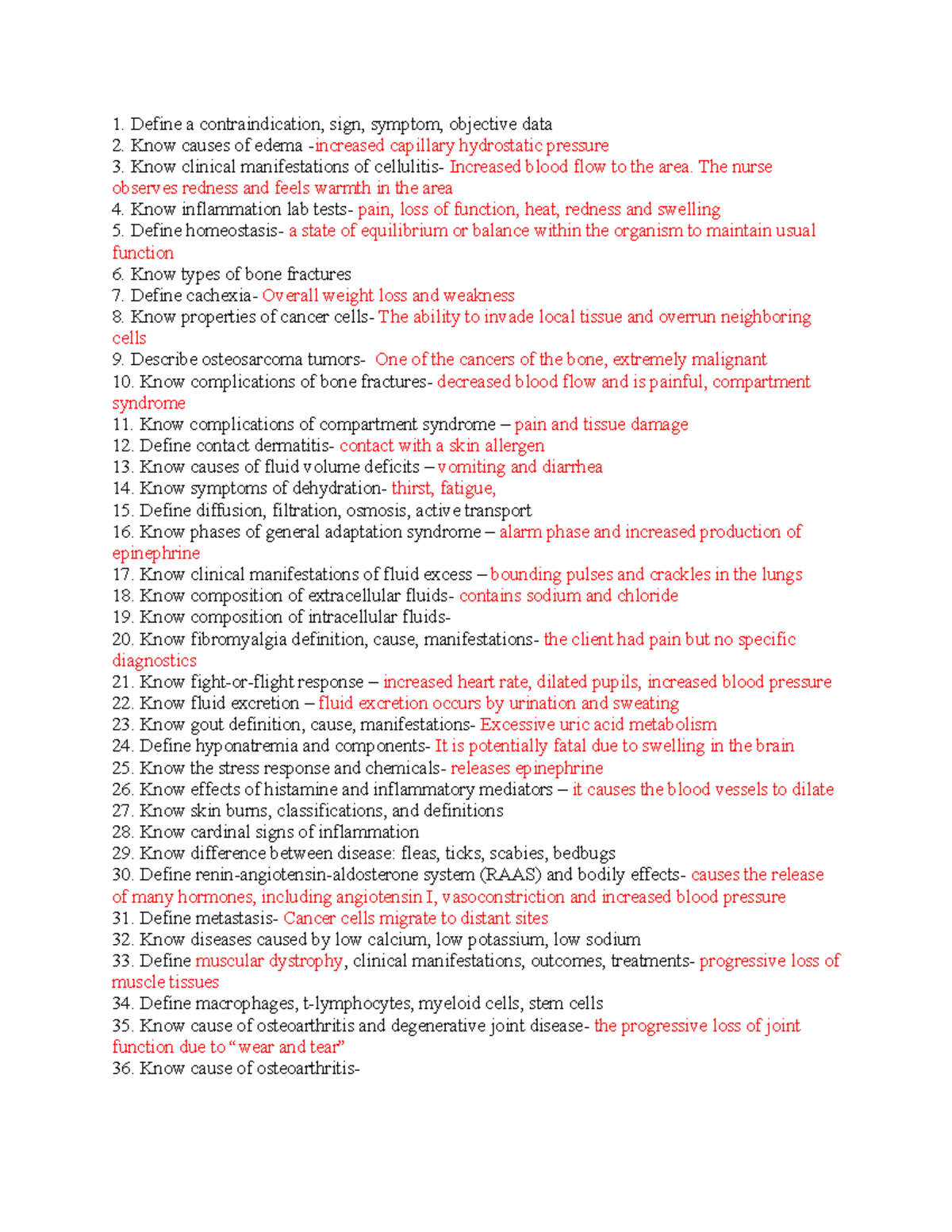 Pathoexam 1 - Define a contraindication, sign, symptom, objective data ...