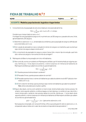 Ficha de revisão para exame nº 2 - Warning: TT: undefined function: 32 Warning: TT: undefined ...