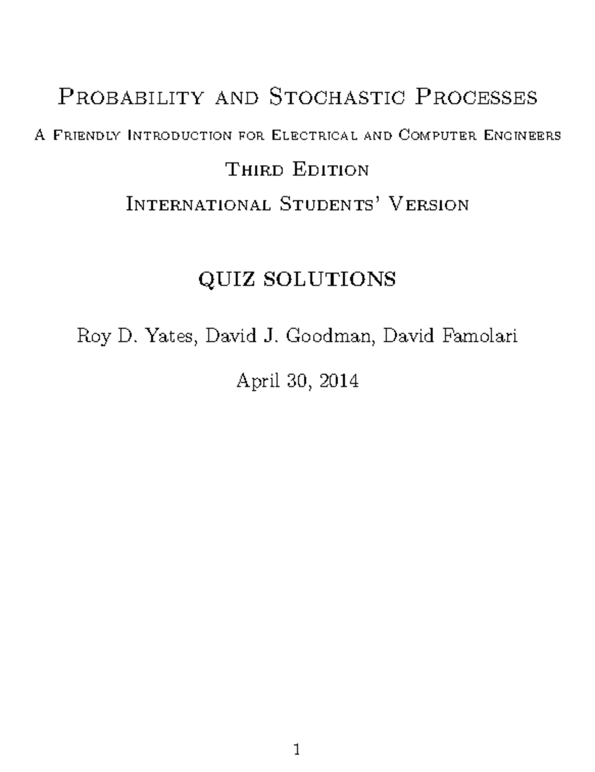 Probability and Stochastic Processes solution - Probability and Stochastic Processes A Friendly ...