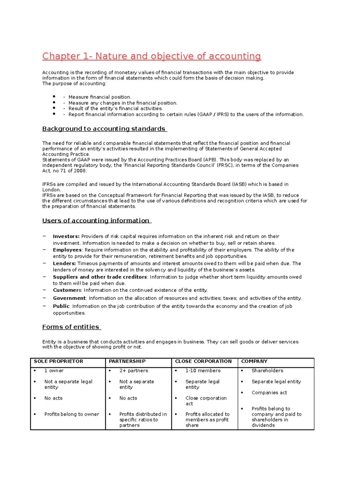 Chapter 1 Summaries - Lecture Notes - Chapter 1- Nature and objective ...
