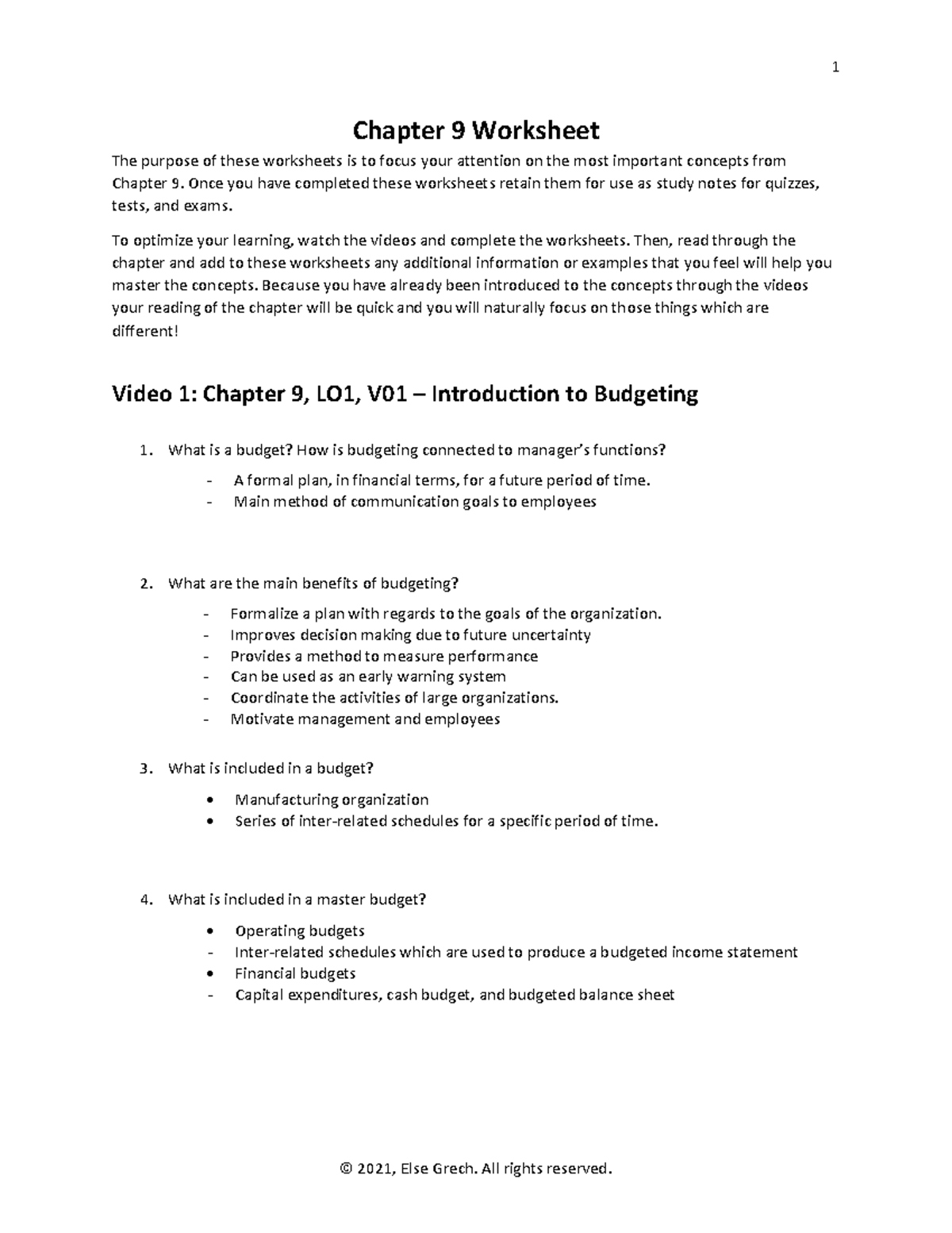 CACC406, Module 7, Chapter 9 Worksheet - Chapter 9 Worksheet The ...
