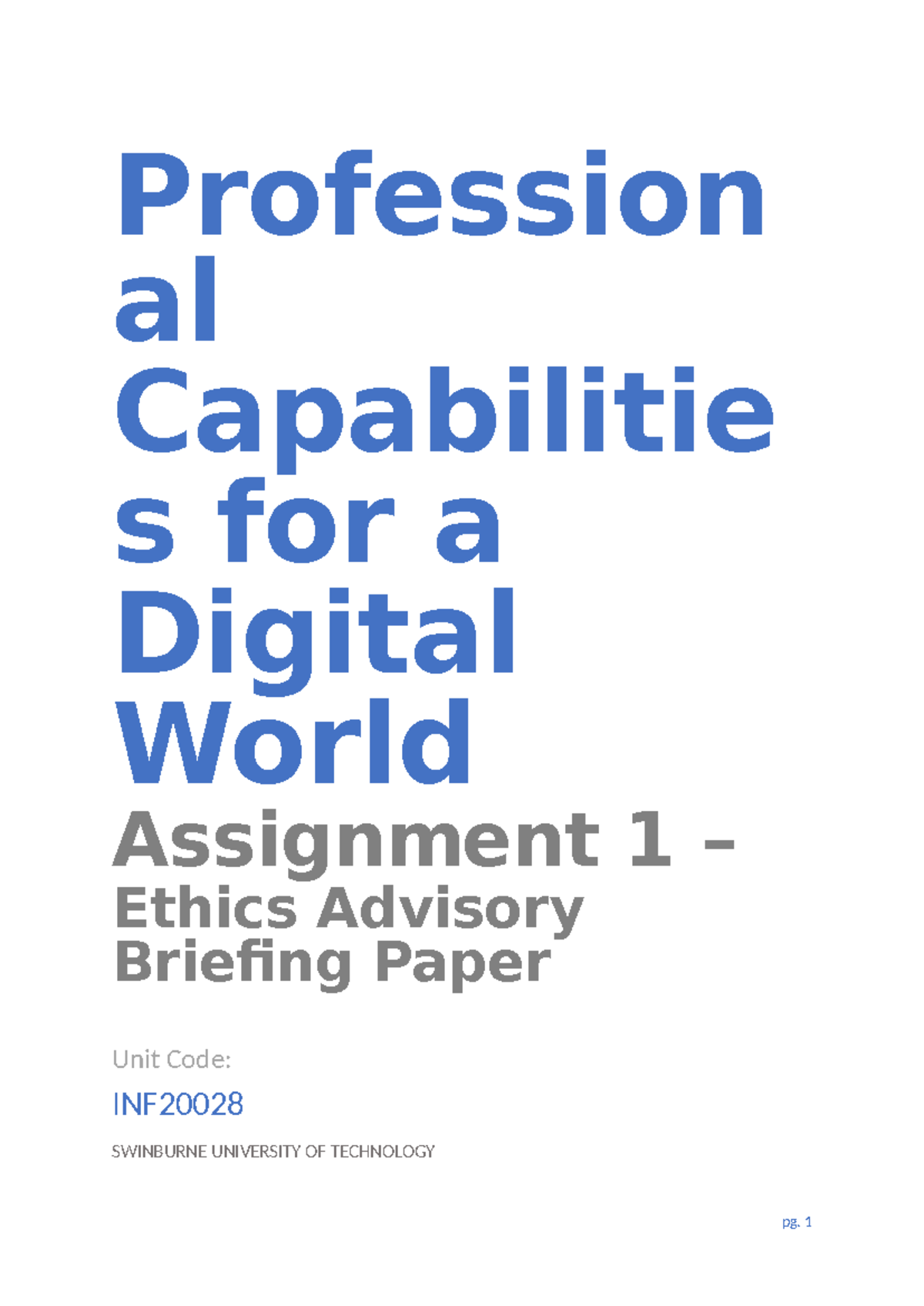 A1 Ethics Advisory Briefing Paper - Profession al Capabilitie s for a ...