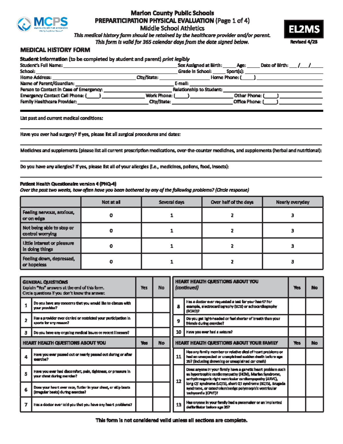 Athlete - nun - Marion County Public Schools MCPS PREPARTICIPATION ...