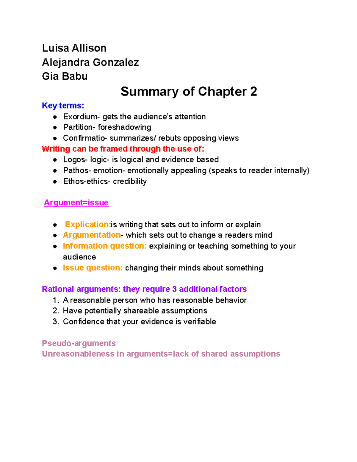 Chapter 2 summary - Luisa Allison Alejandra Gonzalez Gia Babu Summary ...