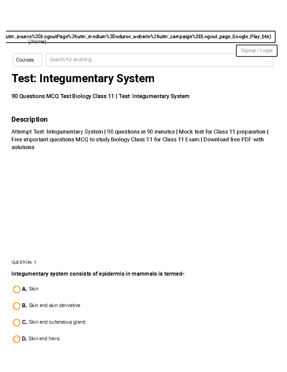 Mcqs Test Integumentary Syste Test Integumentary System 90 Questions