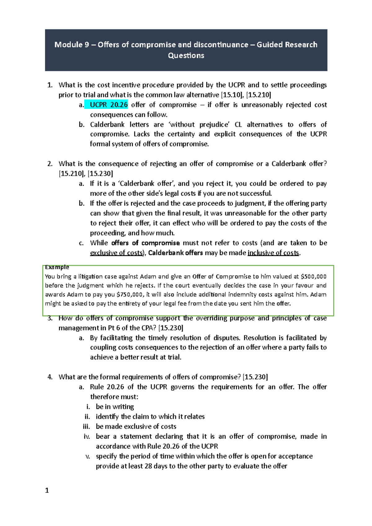 Module 9 - Guided Research Questions with answers - Module 9 – Offers ...