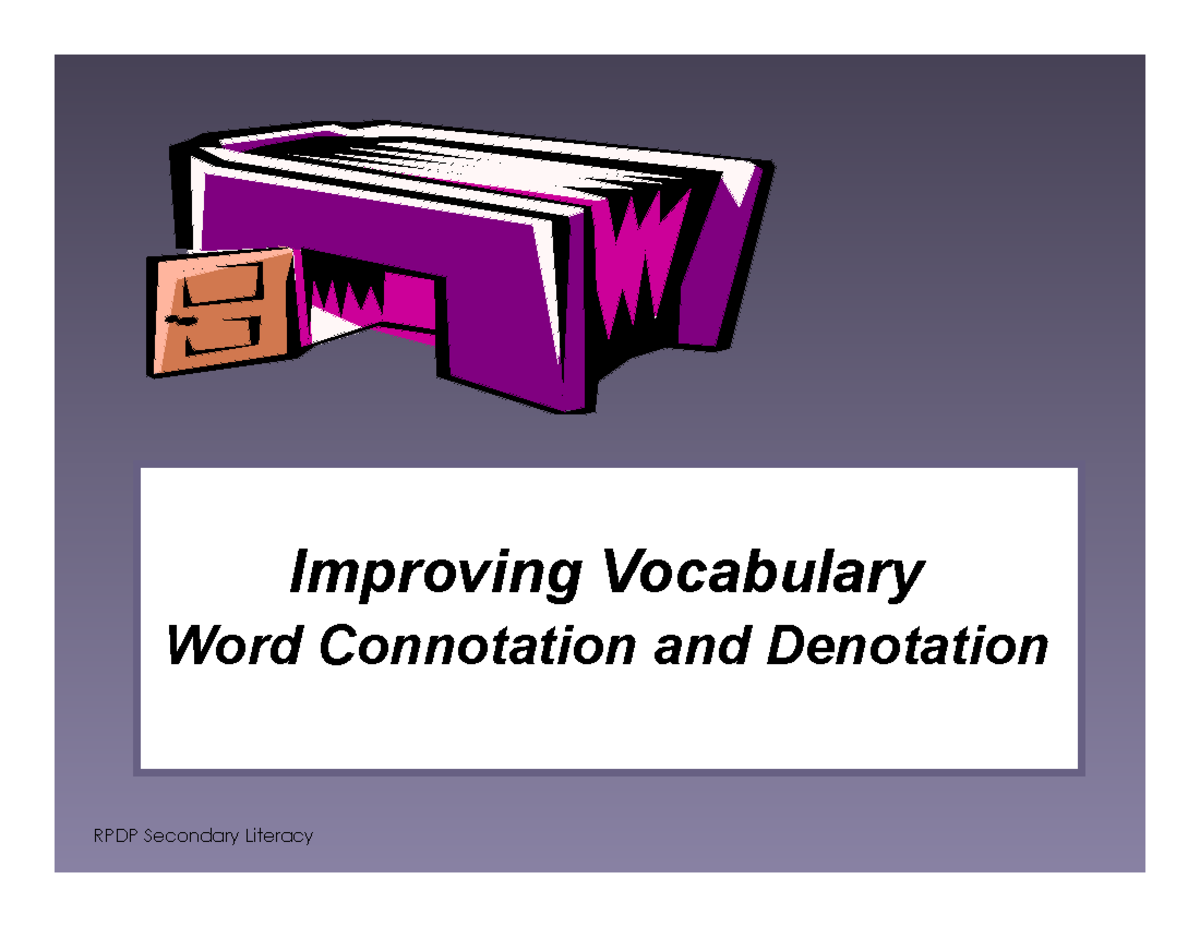 Connotation and Denotation powerpoint in pdf - Improving Vocabulary ...