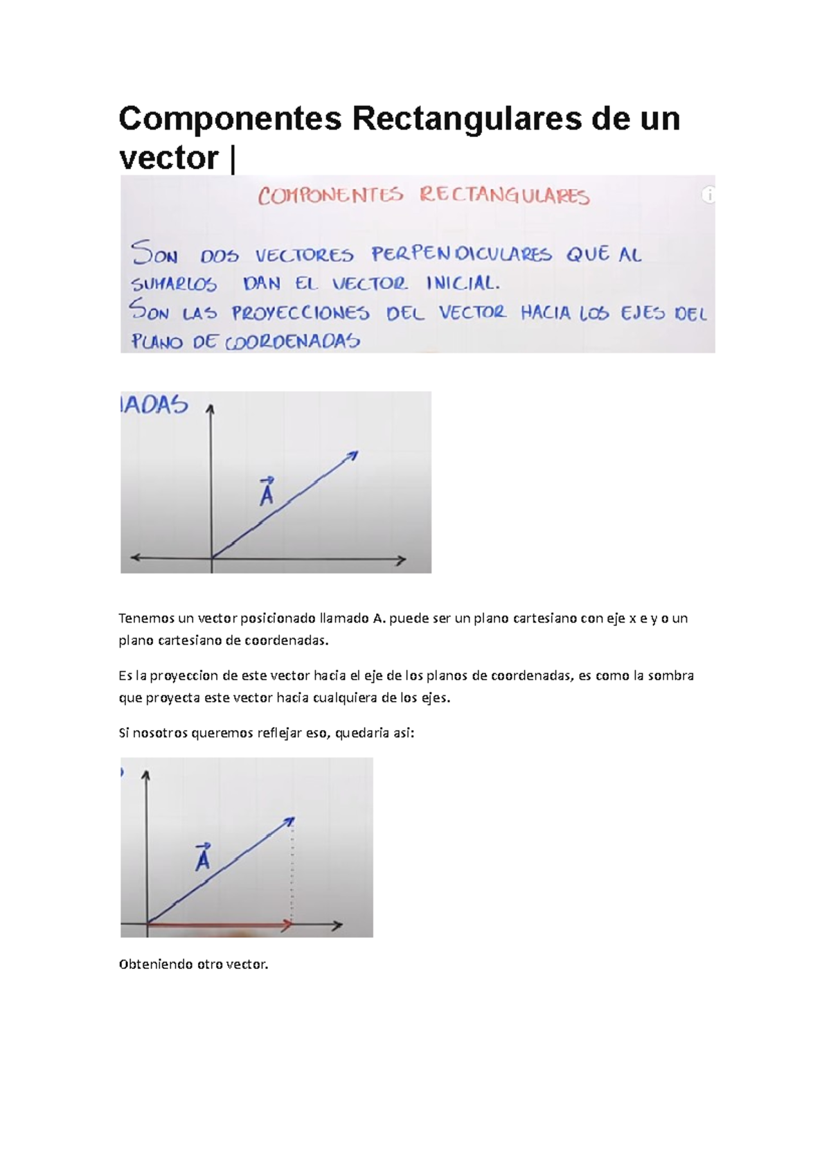 Componentes Rectangulares de un vector - Componentes Rectangulares de ...