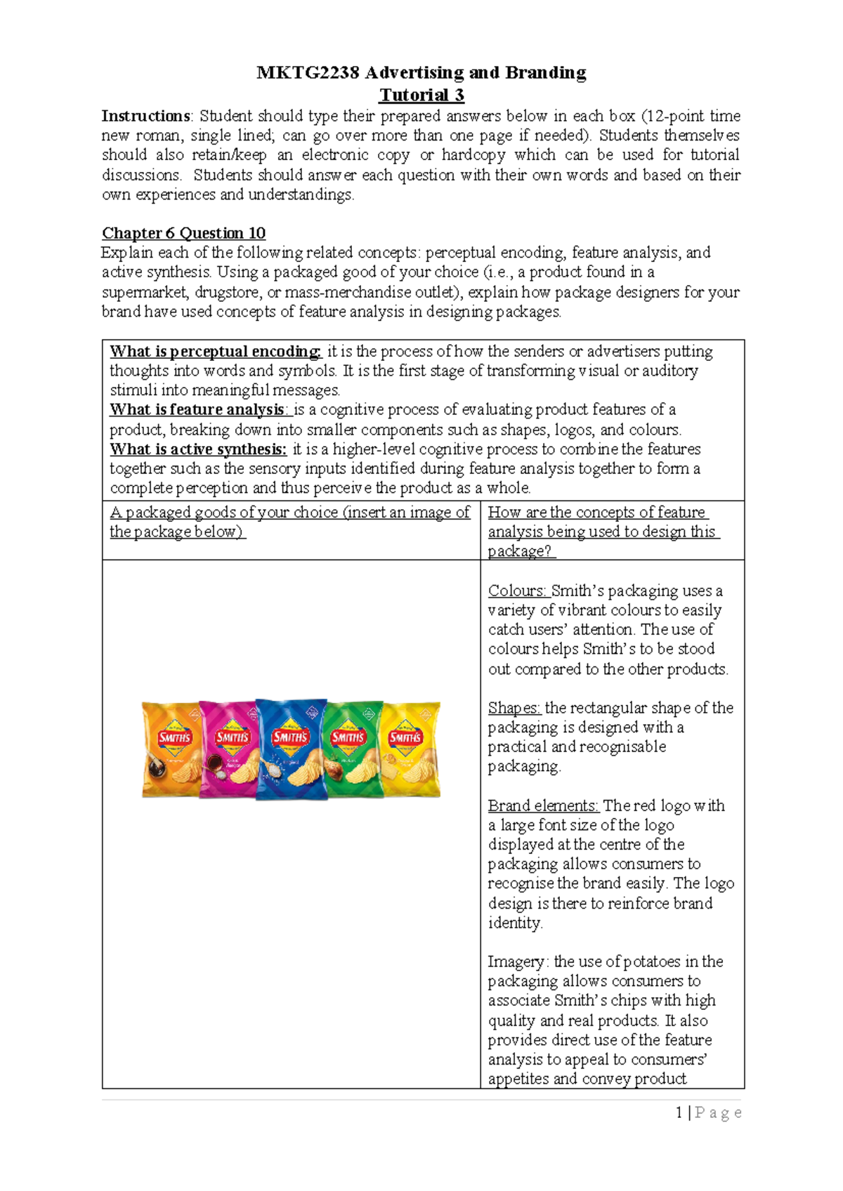 Tutorial 3 Topic 4&5 - MKTG2238 Advertising and Branding Tutorial 3 ...