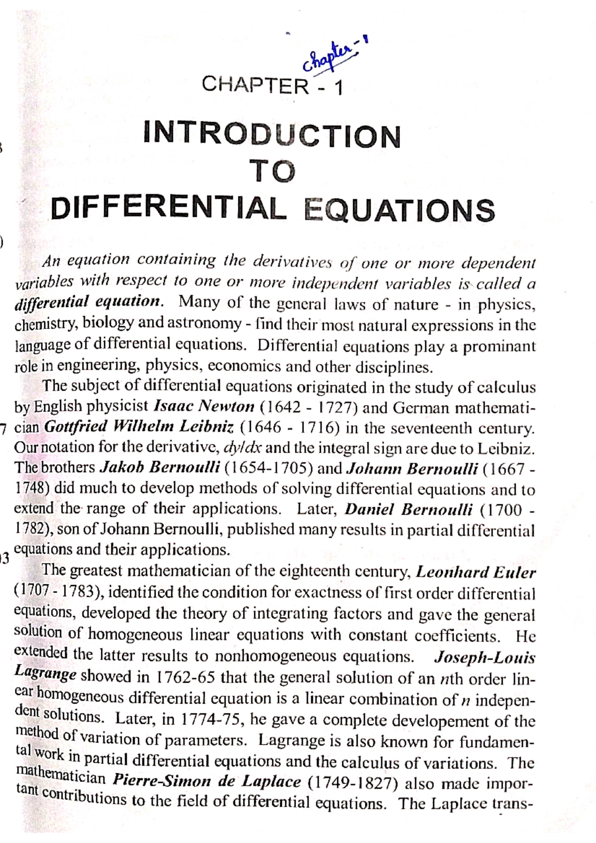 Introduction of differential equations - computer science - Studocu
